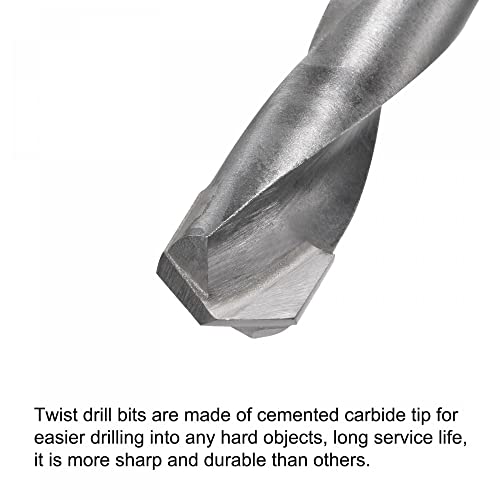 uxcell 17mm Reduced Shank Cemented Carbide Twist Drill Bits for Hardened Steel Stainless Steel, 1/2 Inch Straight Shank