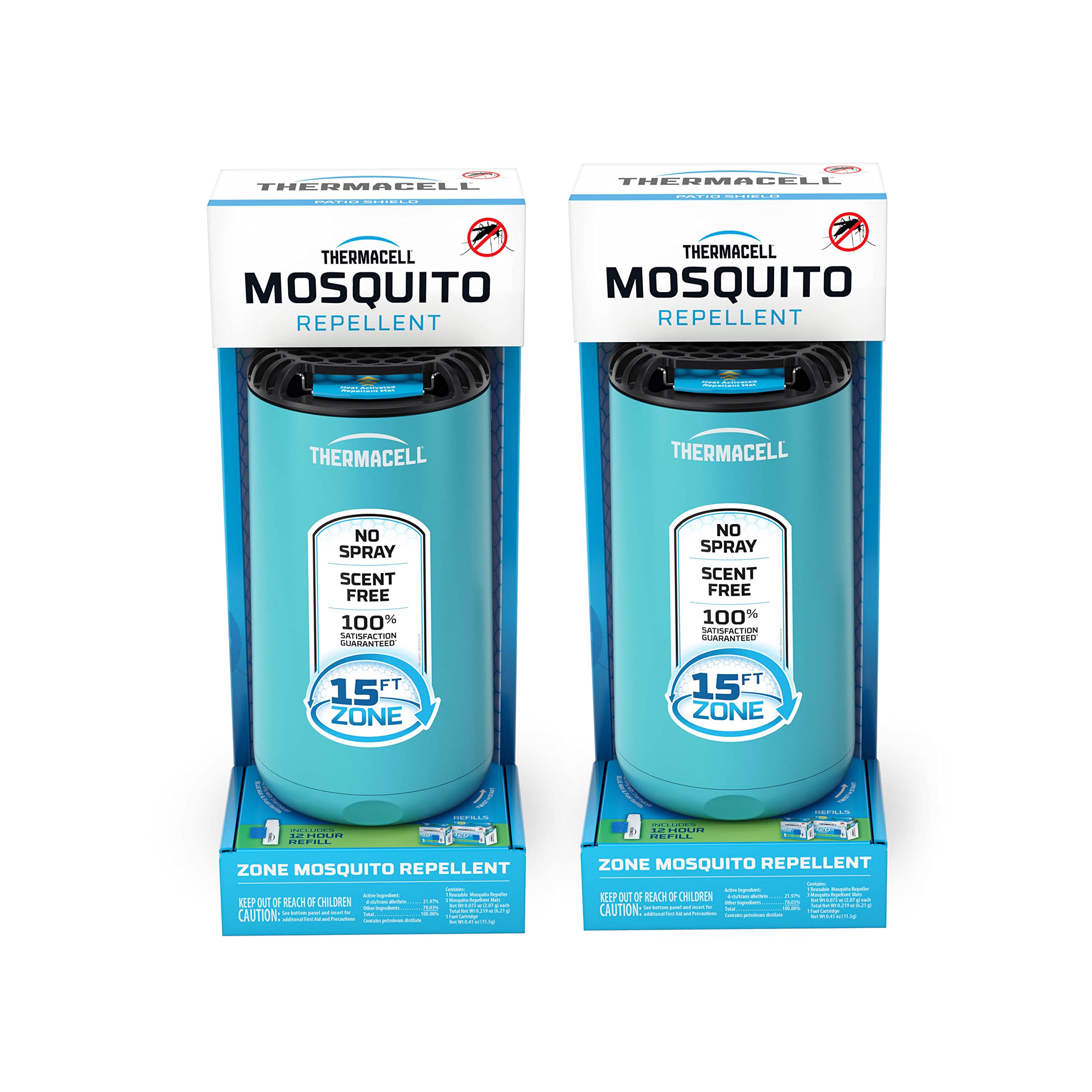 Thermacell Patio Shield Mosquito Repeller (2-Pack Bundle); Includes 24-Hour Refill & 6 Repellent Mats; Highly Effective Mosquito Repellent for Patio; Bug Spray Alternative