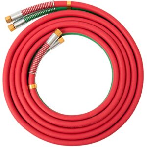 sparc oxy acetylene grade t welding hose 3/16" b fittings + strain relief set 1yr usa warranty (15ft)