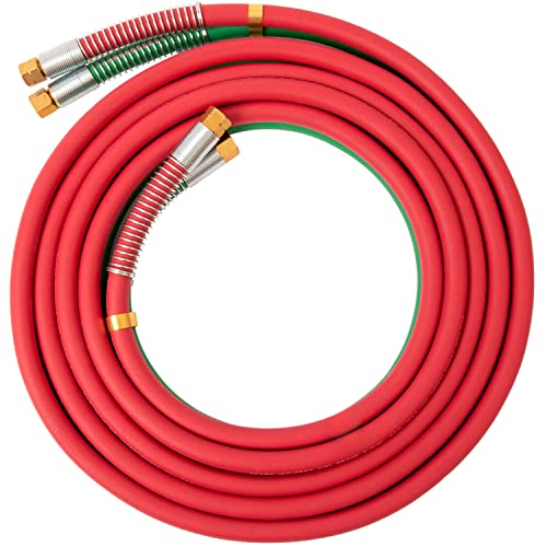 SPARC Oxy Acetylene Grade T Welding Hose 3/16" B Fittings + Strain Relief Set 1YR USA Warranty (15FT)