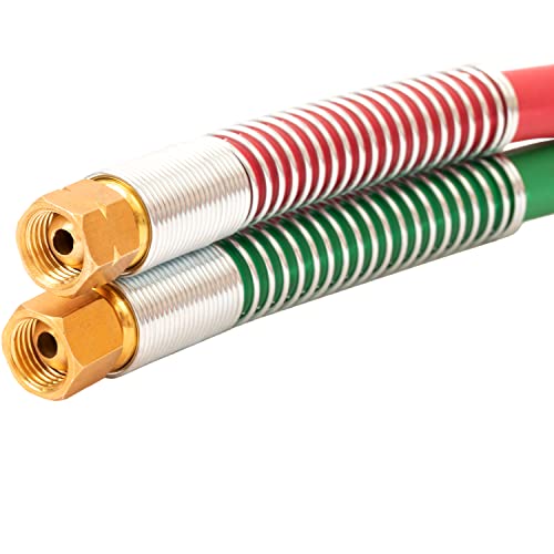 SPARC Oxy Acetylene Grade T Welding Hose 3/16" B Fittings + Strain Relief Set 1YR USA Warranty (15FT)