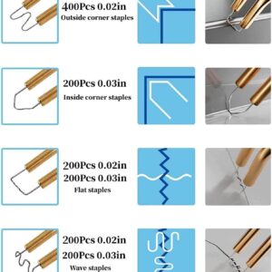 1400PCS Plastic Welding Kit, Plastic Welder Staples, with Storage Box, Plastic Welding Staples, 6 Different Shapes Plastic Welder Kit, Stainless Steel Pre-Cut Plastic Welder Plastic Repair Kit