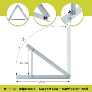 JJN 28" Adjustable Solar Panel Brackets Tilt Solar Panels Mounting Bracket 0 to 90° Adjust Panel Mount Brackets with Foldable Tilt Legs for RV Boat Any Flat Install