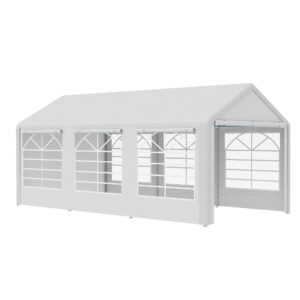 outsunny 10' x 20' heavy duty party tent & carport with removable sidewalls and double doors, large canopy tent, sun shade shelter, for parties, wedding, outdoor events, bbq, white