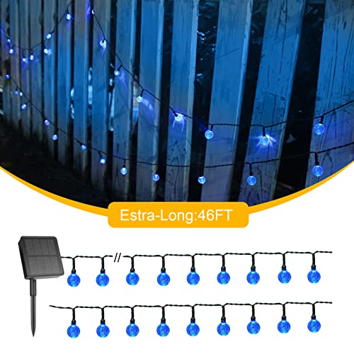 Lotenten Solar String Lights Outdoor 80 Led 46ft Globe Lights,8 Modes Waterproof Solar Powered Decorative String Lights for Patio Garden Yard Party Wedding Festival( Blue)