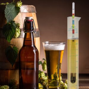 Hydrometer Test Kit, Triple Scale Alcohol Tester Hydrometer for Wine, Beer, Kombucha & Mead, Wine Making Kit, (ABV Tester, Brix, Specific Gravity Hydrometer) + Hydrometer Test Jar for Home Brewing Kit