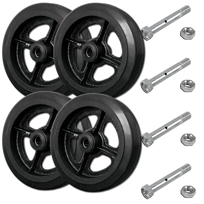 Drywall Cart & Sheet Rock Dolly Wheel Set of 4 | Rubber on Iron | 2,400 lbs Capacity per Set of 4 | Made in The USA