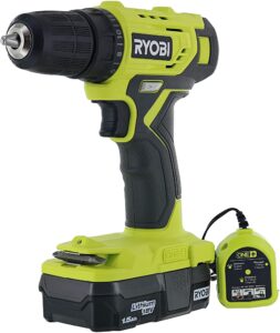 ryobi one+ 18v cordless 3/8 in. drill/driver kit with 1.5 ah battery and charger (renewed)