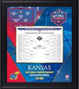 kansas jayhawks framed 15" x 17" 2022 ncaa men's basketball tournament champions bracket collage - college player plaques and collages