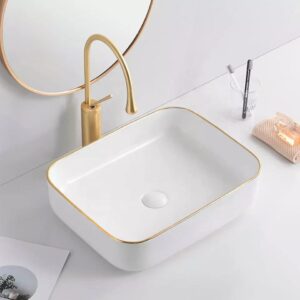 Luxury High Arc Single Handle One Hole,Tall Modern Bathroom Vessel Sink Faucet, Solid Brass Lavatory Vanity Faucet, Free Pop Up Drain Assembly and Water Hoses. cUPC Certified (Brushed Gold)