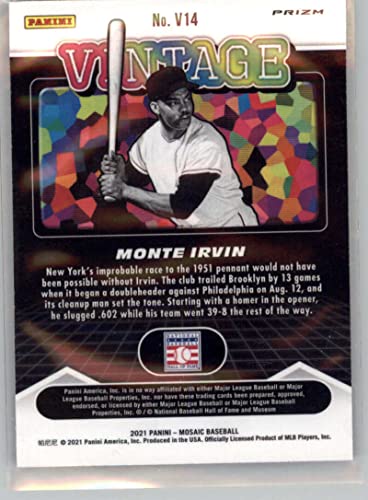 2021 Panini Mosaic Vintage Mosaic #14 Monte Irvin New York Giants Prizm Baseball Parallel Trading Card