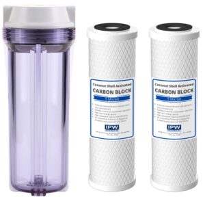 compatible to water pur company cci-10clw filter canister with 1/4” npt ports and (2) cci-10-ca water filters by ipw industries inc.