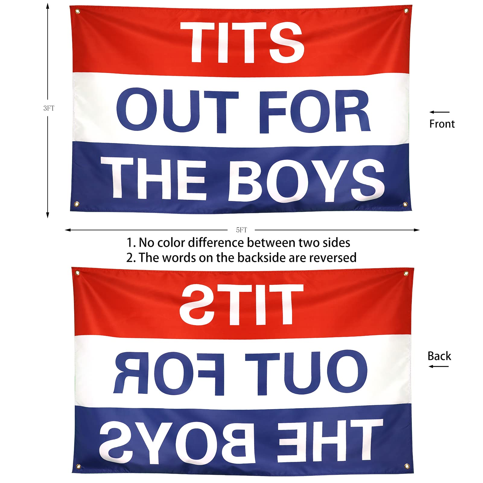 ZKflager Tits Tots Out for the Boys Flag Funny Meme Flags Banner 3x5 Ft Cool Flags for College Dorm Room Guys Man Cave Frat Bedroom