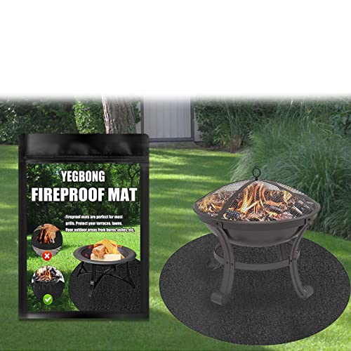 EJPTOYS Yegbong-Outdoor Heat Resistant Fiberglass Fire Pit Mat, Under Grill Fire Pit Mat, BBQ Mat Fire Pit Mat, Fire Mat Deck Protection, Suitable for Outdoor Deck, Grass, Patio, Ground... (40in)