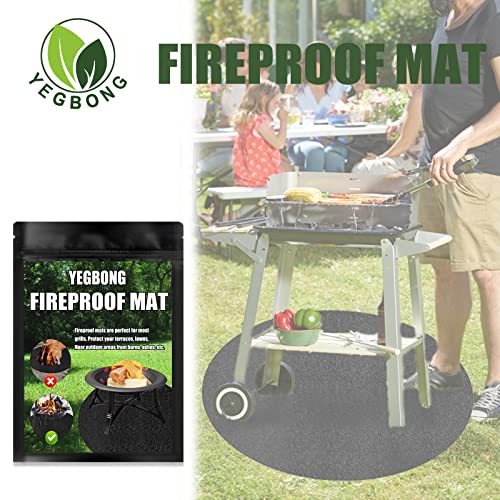 EJPTOYS Yegbong-Outdoor Heat Resistant Fiberglass Fire Pit Mat, Under Grill Fire Pit Mat, BBQ Mat Fire Pit Mat, Fire Mat Deck Protection, Suitable for Outdoor Deck, Grass, Patio, Ground... (40in)