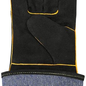 HH SPORTS Leather Welding Gloves,Heat/Fire Resistant,Mitts for forged, Tig,Mig,BBQ,Oven,Grill,Fireplace,Baking,Furnace,Stove,Pot Holder,welder,Animal Handling Glove.Black - 16 inches