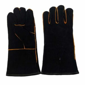 HH SPORTS Leather Welding Gloves,Heat/Fire Resistant,Mitts for forged, Tig,Mig,BBQ,Oven,Grill,Fireplace,Baking,Furnace,Stove,Pot Holder,welder,Animal Handling Glove.Black - 16 inches