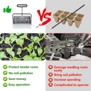 [Upgraded] 8 Soil Blocker 2 inch Manual Quad Soil Blocker Set Handheld Soil Block Maker Garden Blocking Tools for Seedings, Cuttings, Greenhouses - Come with Garden Gloves