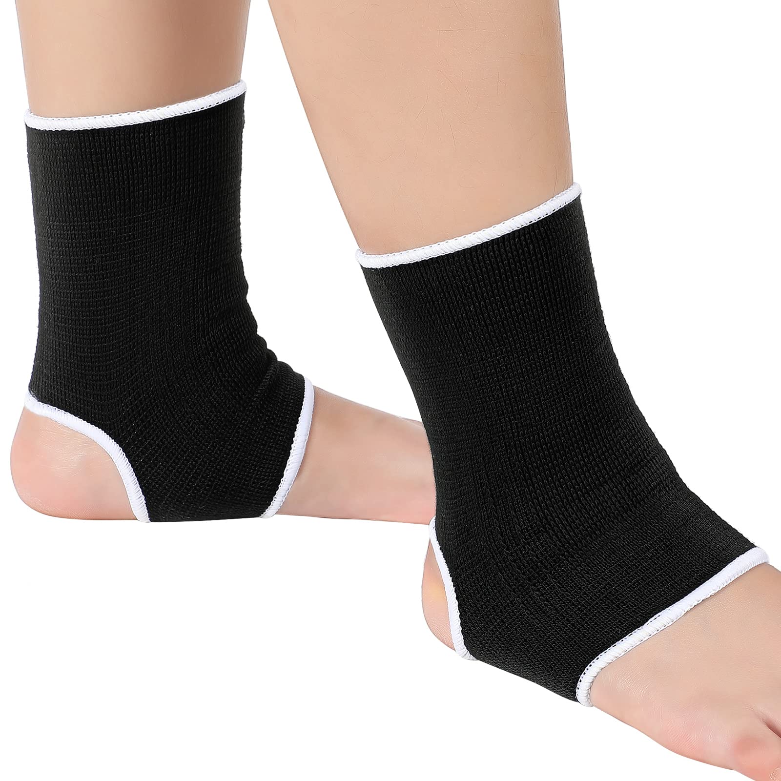 Haysandy 4 Pieces/ 2 Pair Kids Ankle Support Compression Kid Ankle Brace Elastic Kids Compression Socks Knitted Ankle Support Brace Ankle Sleeve for Jogging Running Fitness (Black, 5-10 Years)