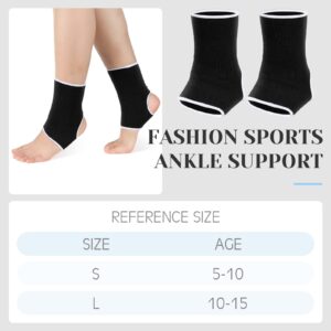 Haysandy 4 Pieces/ 2 Pair Kids Ankle Support Compression Kid Ankle Brace Elastic Kids Compression Socks Knitted Ankle Support Brace Ankle Sleeve for Jogging Running Fitness (Black, 5-10 Years)