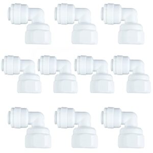 xinwoo union elbow 1/4" x 1/4" female thread fittings quick connect for reverse osmosis ro system parts (10 pack)