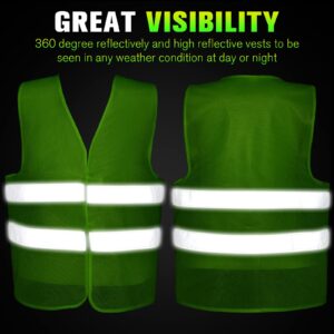 30 Pack High Visibility Safety Vest, Reflective Mesh Security Vest with High Visibility Silver Strip for Men Women Work Cycling Runner Volunteer Construction Neon