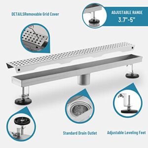 24 Inch Linear Shower Drain Brushed Nickel,304 Stainless Steel Floor Drain for Bathroom, Rectangular Shower Floor Drain with Grate Removable with Hair Strainer from Le Bijou Collection