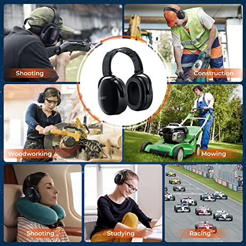 Ear Protection for Shooting, Noise Cancelling Headphones for Autism, Adjustable Noise Cancelling Ear Muffs for Adults, Earmuffs Hearing Protection for Shooting Range, Effective Shooting Ear Protection