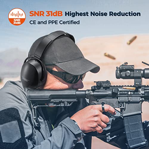 Ear Protection for Shooting, Noise Cancelling Headphones for Autism, Adjustable Noise Cancelling Ear Muffs for Adults, Earmuffs Hearing Protection for Shooting Range, Effective Shooting Ear Protection