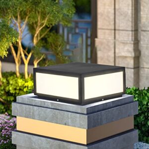 ailicin pillar lamp post light, tempered glass shade，fence deck cap light lantern column lamp for flat surface patio garden decoration with ip55 waterproof e26 led bulb (electric powered)