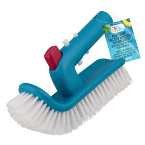 u.s. pool supply professional pool step and corner cleaning brush with adjustable 180 degree handle rotation - curved end bristles - easily scrub sweep clean swimming pools, spas, hot tubs, bathroom