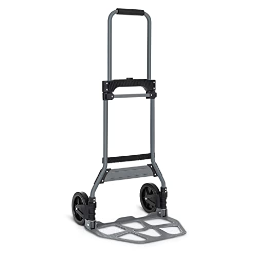 MoNiBloom Folding Hand Truck and Dolly, 220 lb Capacity Aluminum Heavy-Duty Luggage Trolley Cart with Telescoping Handle and Wheels