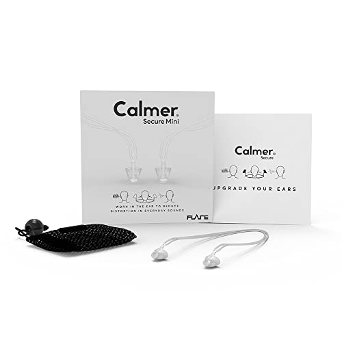 Flare Calmer Secure Mini – Small Ear Plugs Alternative – Reduce Annoying Noises Without Blocking Sound – Soft Reusable Flexible Silicone with Built-in Lanyard – Translucent