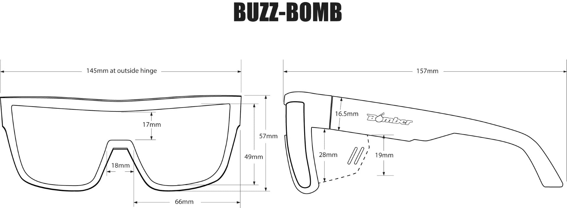 BOMBER Saftey Glasses for Men and Women, Blue Mirror Safety Lens, with Matte Black Square Frame and Non Slip Foam lining, Removable Side Shields included, z87 Compliant - BZ103BM