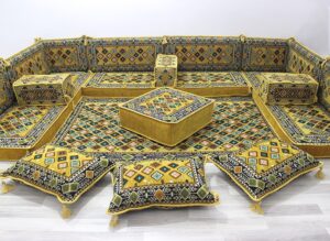 arabic sofa floor seating, arabic couch, living room furniture, u shaped floor couch, majlis arabic seating, floor cushions, cinema couches (u sofa full set)