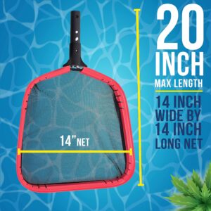 U.S. Pool Supply Professional Heavy Duty Large 14" Swimming Pool Leaf Skimmer Net - Strong Aluminum Frame for Faster Cleaning & Easier Debris Pickup and Removal - Clean Pools, Spas, Ponds