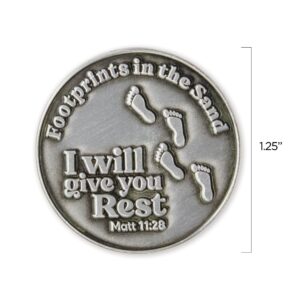 Footprints in The Sand Love Expression Coin for Public Servants & Law Enforcement, Keepsake Pocket Token of Prayer & Divine Protection for Men & Women, EDC Coin, Thinking of You Gift of Appreciation