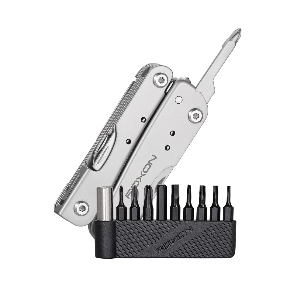 ROXON M2 14 in 1 Mini Multitool Small Lightweight with Folding Scissors Mini Storm With 9pc Bits Set + Holder Multi Tool