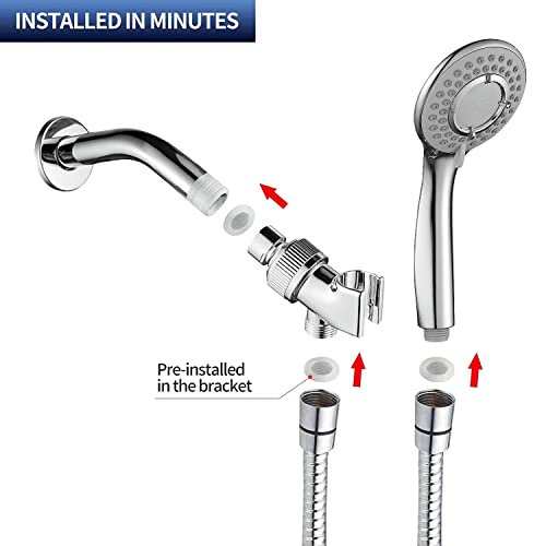 KSUCBOHAR Handheld Shower Head Set High Pressure Shower Head High Flow Hand Held Showerhead Set with 59 Inch 304 Stainless Steel Hose and Multi Angle Adjustable Shower Bracket