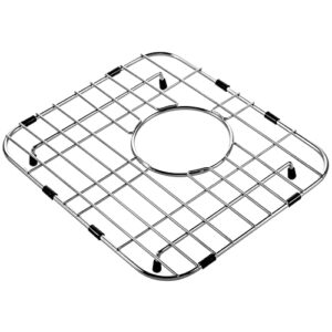 Brzkyr Universal Kitchen Sink Protector Grids, 13 9/16" X 11 5/8" Stainless Steel Sink Grid and Sink Protector with Rear Drain with Corner Radius 3-1/2", Sink Bottom Grid