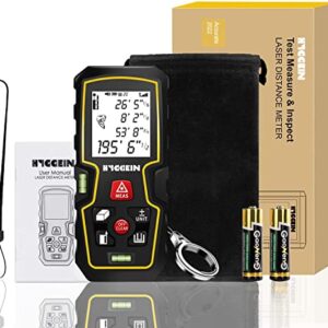 Laser Measurement Tool 196ft, HYGGEIN Laser Distance Measure, Laser Measuring Tape with Levels(M/in/Ft/Ft+in,±1/16in Accuracy), Pythagorean Mode, Distance, Area and Volume