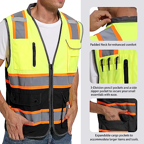 ArcRidge Reflective Safety Vest for Men and Women - Class 2 High Visibility Construction Vest - Dual Tone Reflective Strips