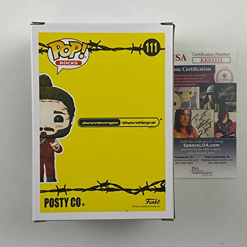 Autographed/Signed Post Malone Funko Pop Rocks #111 Music Figurine Toy JSA COA