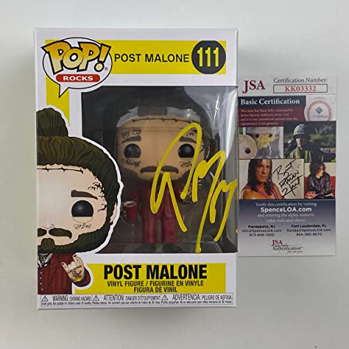 Autographed/Signed Post Malone Funko Pop Rocks #111 Music Figurine Toy JSA COA