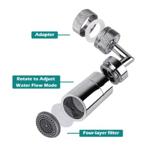 Faucet Sprayer Attachment,Universal Swivel Sink Aerator for Kitchen/Bathroom Faucet 2 Water Flow Modes(Full Range of Motion)