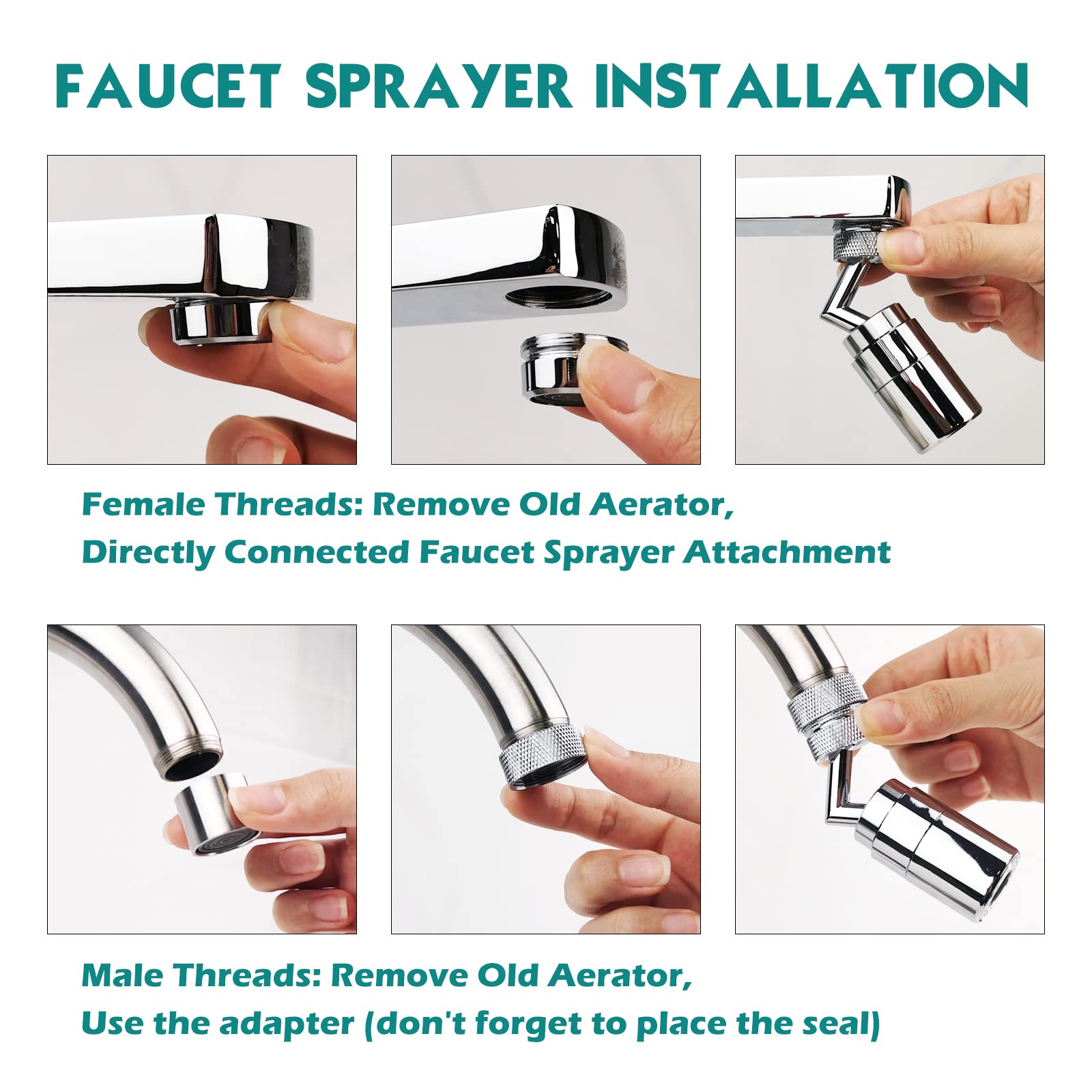 Faucet Sprayer Attachment,Universal Swivel Sink Aerator for Kitchen/Bathroom Faucet 2 Water Flow Modes(Full Range of Motion)