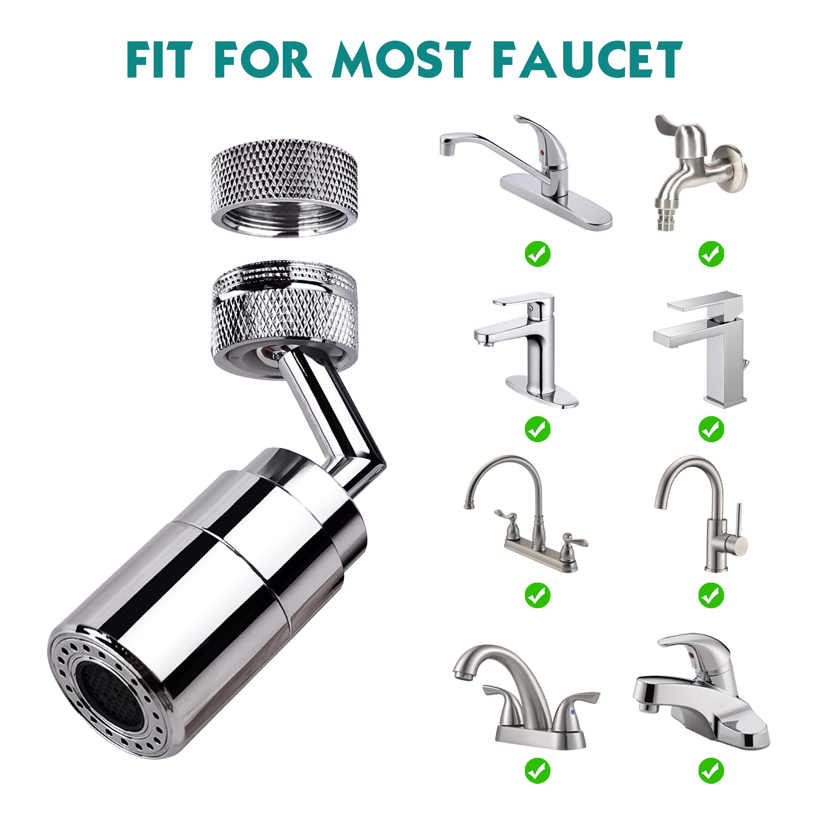 Faucet Sprayer Attachment,Universal Swivel Sink Aerator for Kitchen/Bathroom Faucet 2 Water Flow Modes(Full Range of Motion)