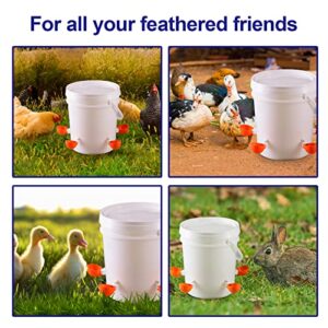 Large Automatic Chicken Waterer Cups (5 PCS-with Tee Fittings) Poultry Drinking Bowl for Chicks-Duck-Goose-Turkey-Bunny (Orange)