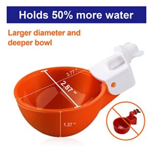 Large Automatic Chicken Waterer Cups (5 PCS-with Tee Fittings) Poultry Drinking Bowl for Chicks-Duck-Goose-Turkey-Bunny (Orange)