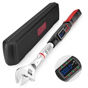 VANPO Digital Open End Torque Wrench, 34MM Adjustable Jaw, 5-99.6 Ft-lb/6.8-135 N.m, LCD Display, Anti-Drop Design